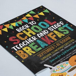 Back to School Teacher Staff Breakfast Flyer, PTO PTA School Fundraiser ...