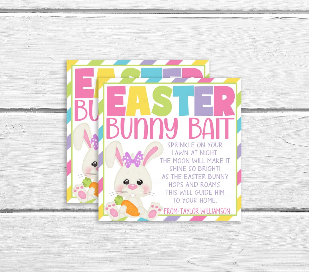 Easter Bunny Bait Gift Tag, Kids Easter Eve Game, Bunny Food, Easter ...