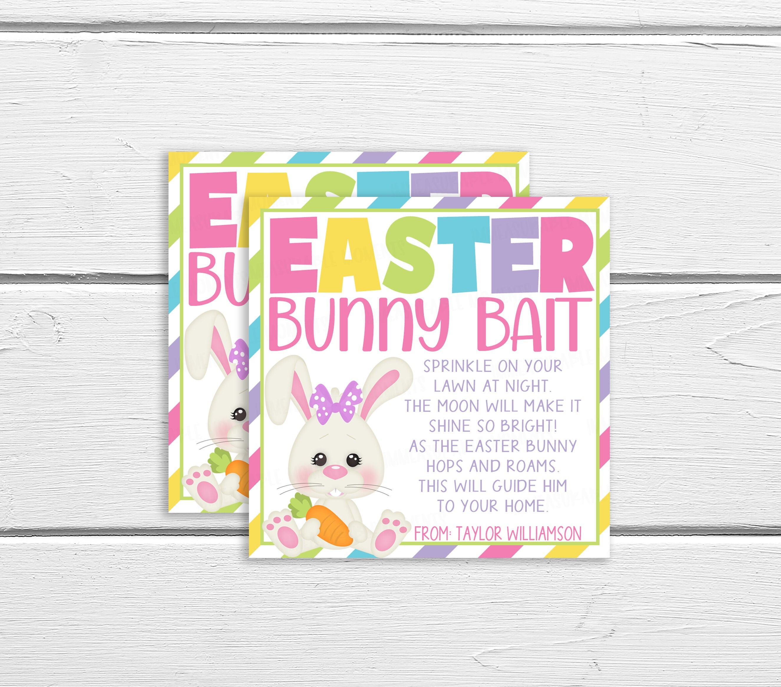 Easter Bunny Bait Gift Tag Kids Easter Eve Game Bunny Food - Etsy