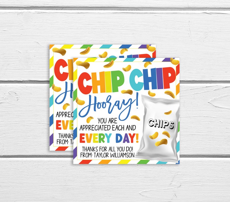Chips Gift Tags Chip Chip Hooray Potato Chip Appreciation - Etsy