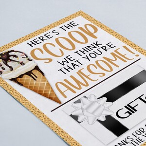 Ice Cream Gift Card Holder, Here's the Scoop You're Awesome, Printable ...