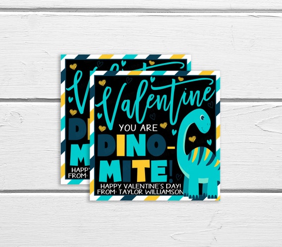 Valentine Dinosaur Gift Tags, Editable Dino Gift Tag, You Are Dino-Mite ...