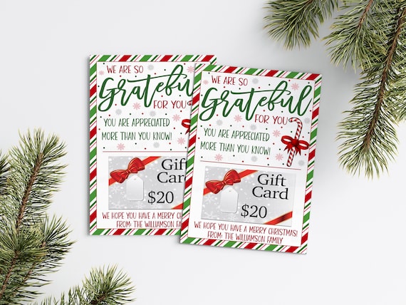 Holiday Appreciation Gift Card Holder, Editable Thank You Employee ...