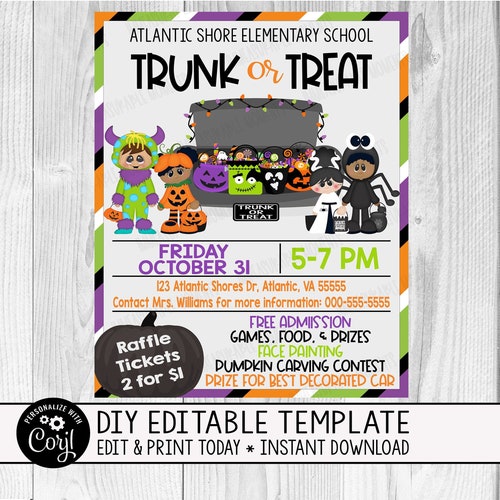 EDITABLE Trunk or Treat Flyer/invitation Printable Halloween - Etsy