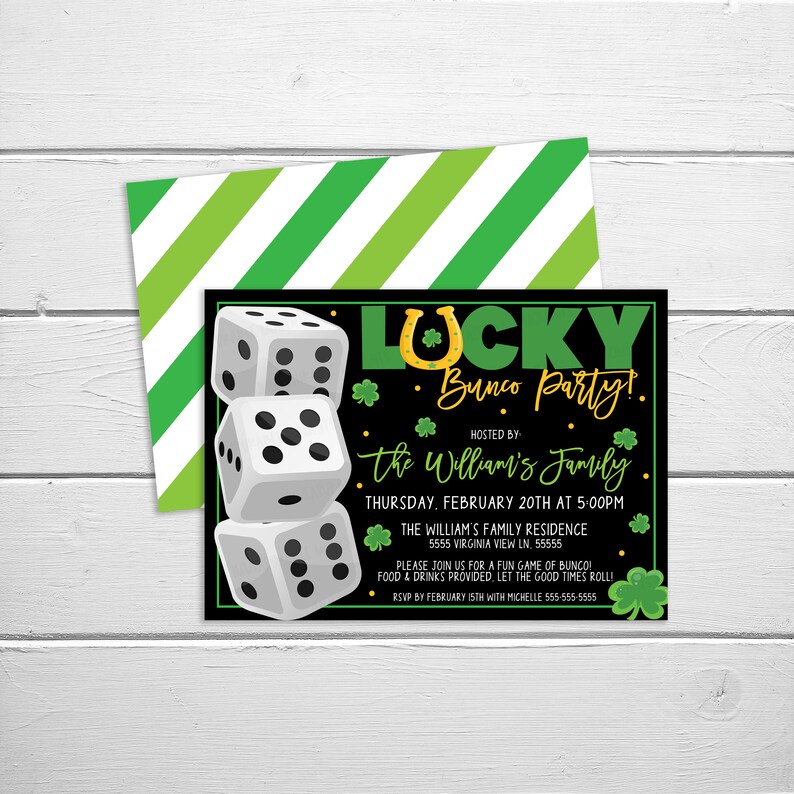 St. Patrick's Bunco Night Invitation Flyer Lucky Bunco | Etsy