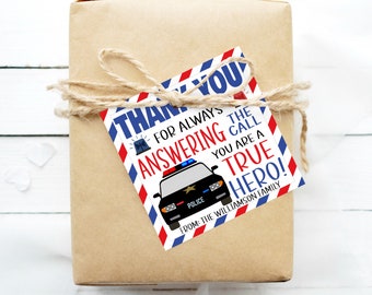 Editable Police Appreciation Gift Tag, Thank You Gift First Responder ...