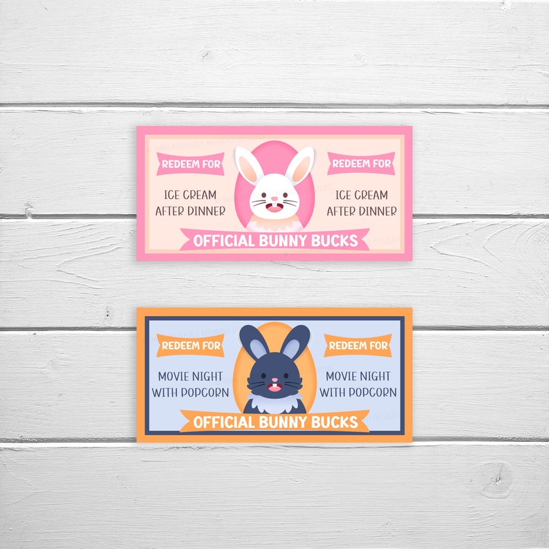 Editable Easter Bunny Bucks, Printable Easter Egg Hunt Coupons, Easter ...