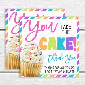Cupcake Gift Tag, You Take the Cake, School Teacher Staff Employee ...