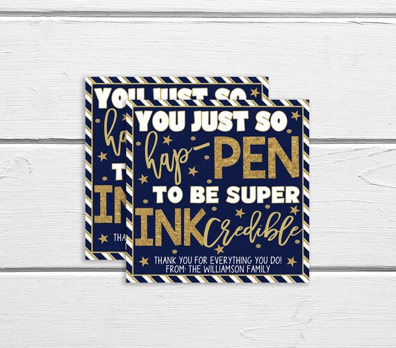 Pen Thank You Tag, Editable Pen Appreciation Tag, Marker Highlighter ...