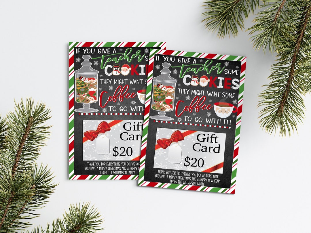 Christmas Teacher Appreciation Gift Card Holder, Editable Teacher ...