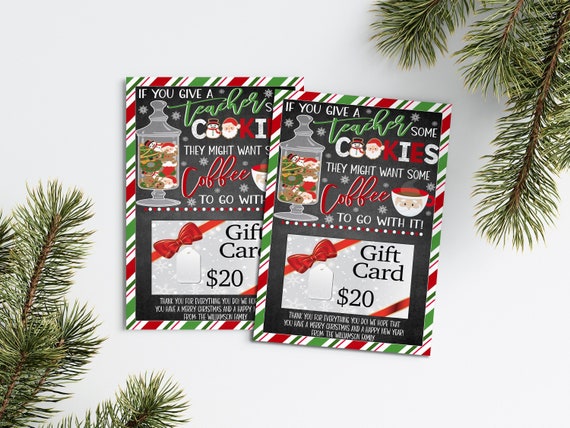 Christmas Teacher Appreciation Gift Card Holder, Editable Teacher ...