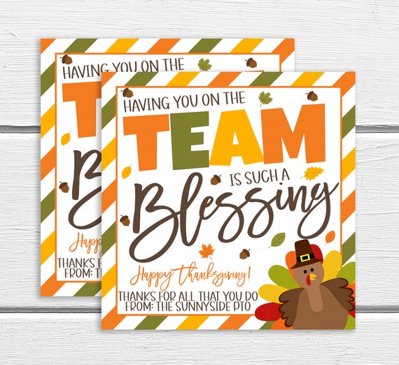Thanksgiving Appreciation Tags, You On The Team Is A Blessing, Fall ...