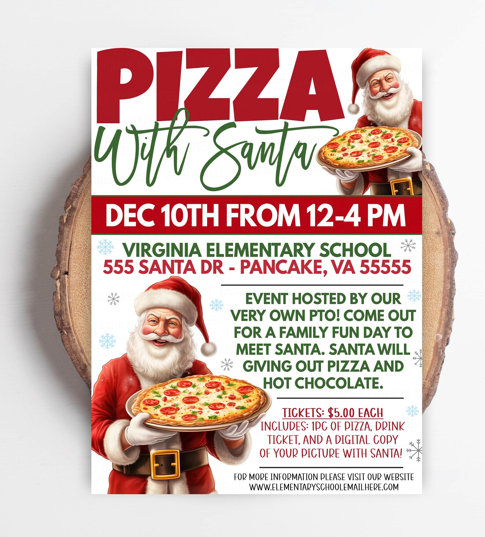 Pizza With Santa Flyer, Pizza & Pictures With Santa Fundraiser, Kids ...