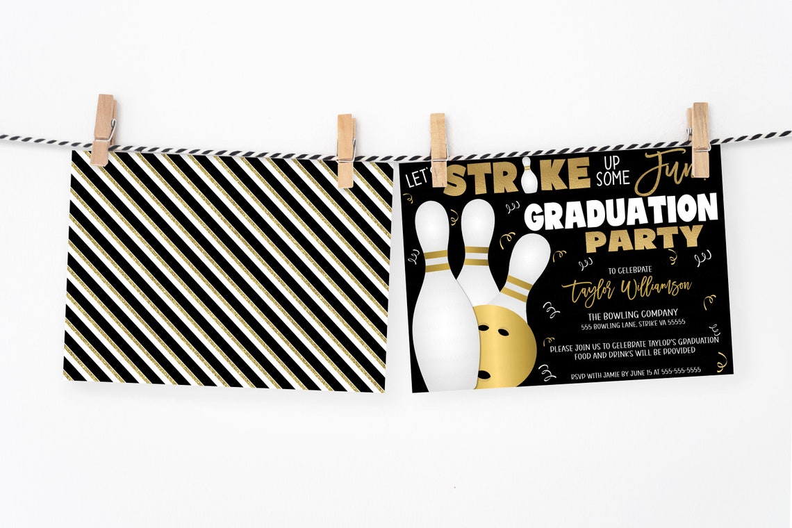 Bowling Graduation Party Invitation Bowling Party Card Adult - Etsy