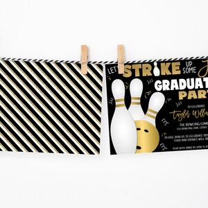 Bowling Graduation Party Invitation, Bowling Party Card, Adult Party ...