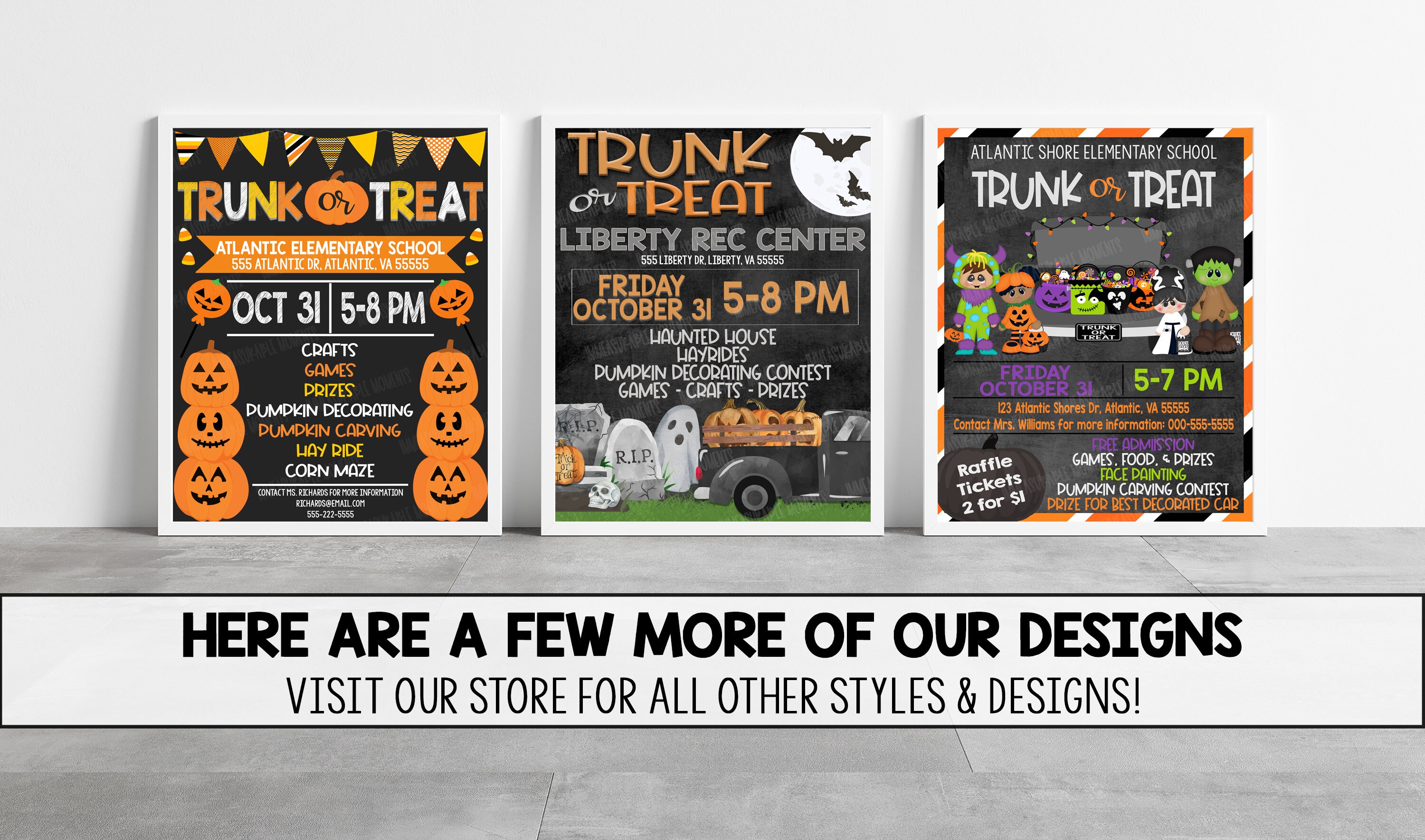 EDITABLE Trunk or Treat Flyer, Kids Halloween Party, Community Business ...