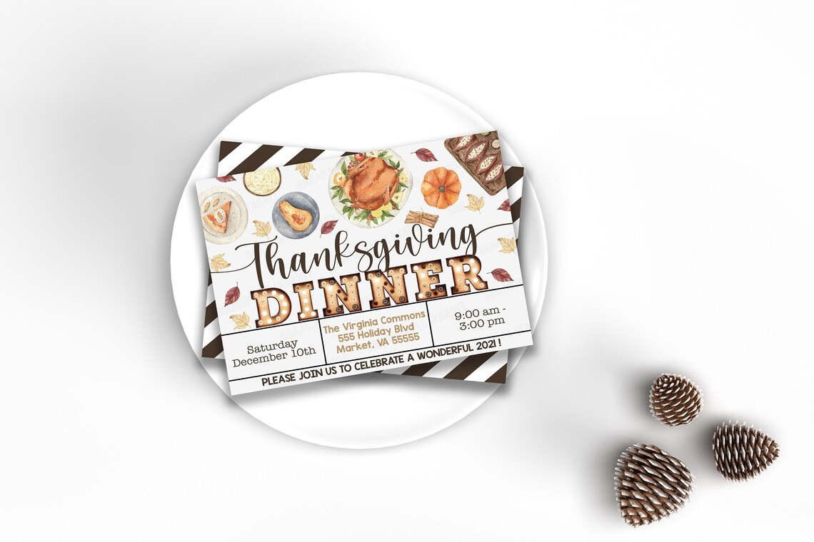 EDITABLE Thanksgiving Dinner Invitation Family Employee - Etsy