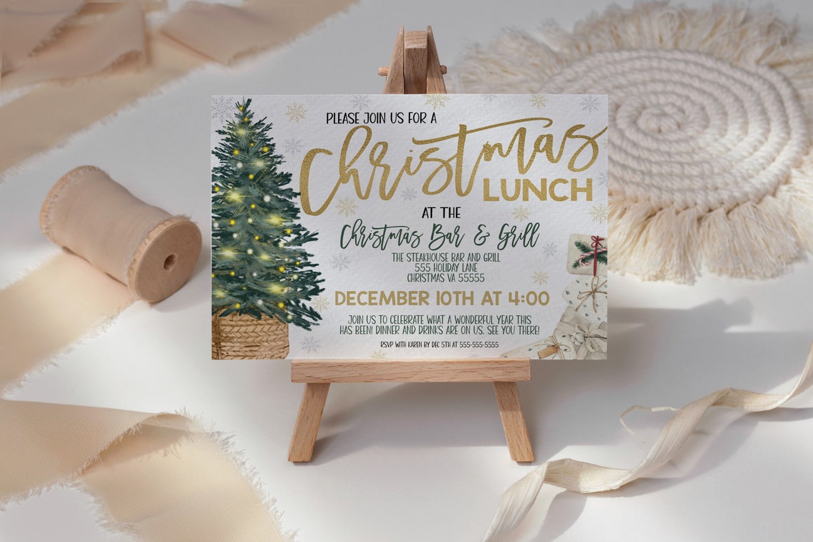 Christmas Lunch Invitation Card Employee Business Work Fall - Etsy