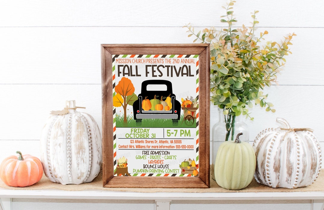 EDITABLE Fall Festival Flyer Invitation, Kids Fall Event, Community ...