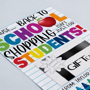 Back to School Teacher Staff Gift Card Holder, Printable School ...