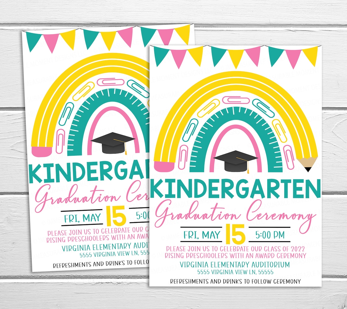 Editable Kindergarten Graduation Celebration Invitation Prek | Etsy