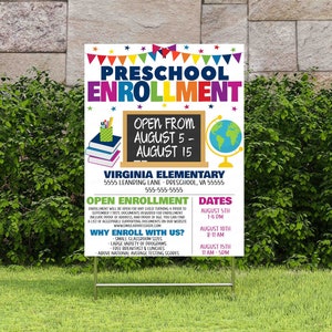 Preschool Enrollment Registration Flyer, Any Grade Editable Printable ...