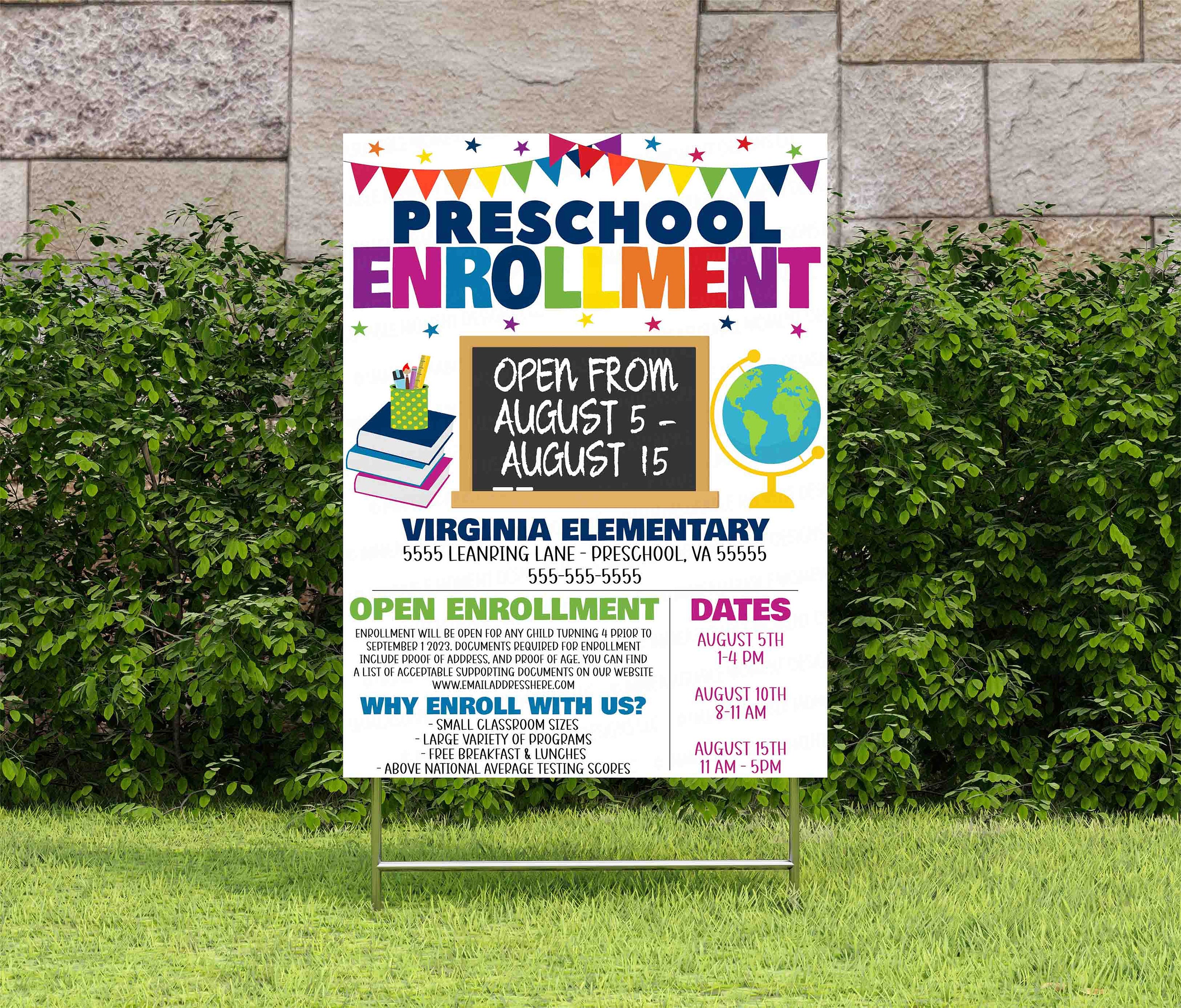 Preschool Enrollment Registration Flyer Any Grade Editable - Etsy