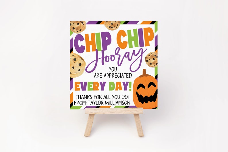 Halloween Cookie Thank You Gift Tags, Chip Chip Hooray, Appreciation ...