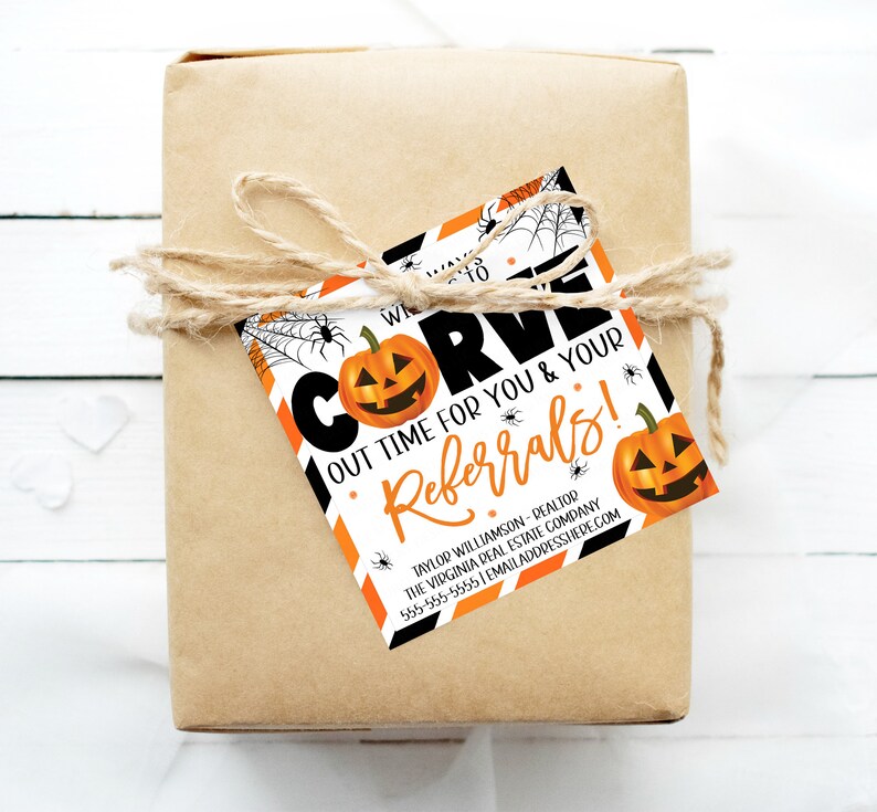 Halloween Referral Gift Tags, Carve Out Time for Your Referrals ...