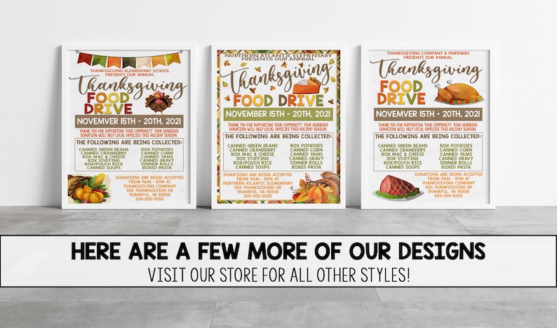 EDITABLE Thanksgiving Food Drive Fundraiser Flyer Church - Etsy