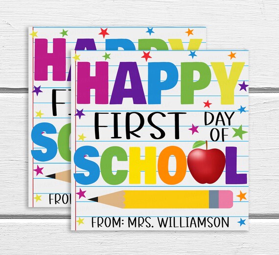 Back To School Gift Tag, Happy First Day Of School, Gift For Teachers ...