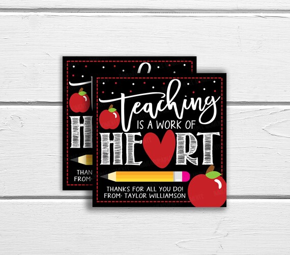 Teacher Appreciation Thank You Gift Tags, Editable Teaching Work Of ...