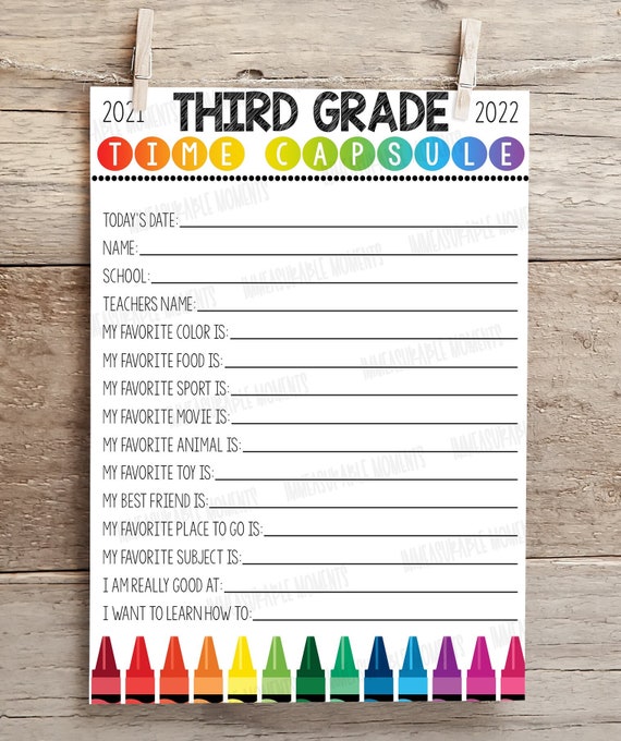 Third Grade Time Capsule by Immeasurable Moment Designs | Catch My Party
