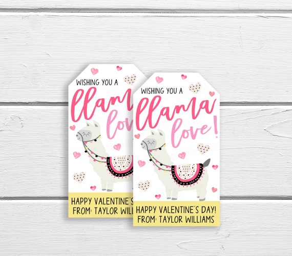 Valentine's Llama Gift Tag, Editable Llama Love Favor Tag, BOHO Llama ...