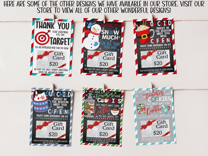 Christmas Coffee Gift Card Holder, Editable Thank You Gift Card/tag ...