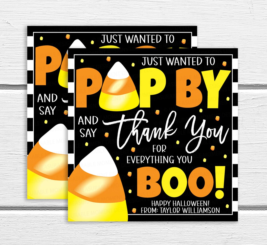 Halloween Appreciation Gift Tags, Pop by to Say Thank You for All You ...
