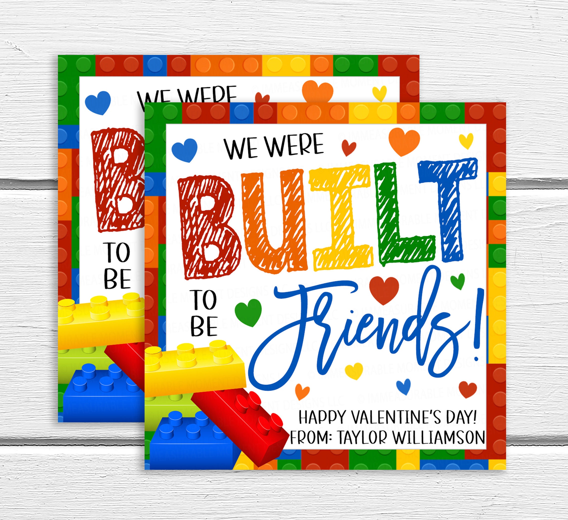 Valentine Building Blocks Gift Tag, Awesome Built to Be Friends, Gift ...