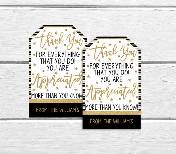 Thank You Gift Tags, Teacher Staff Employee Nurse Volunteer Staff ...