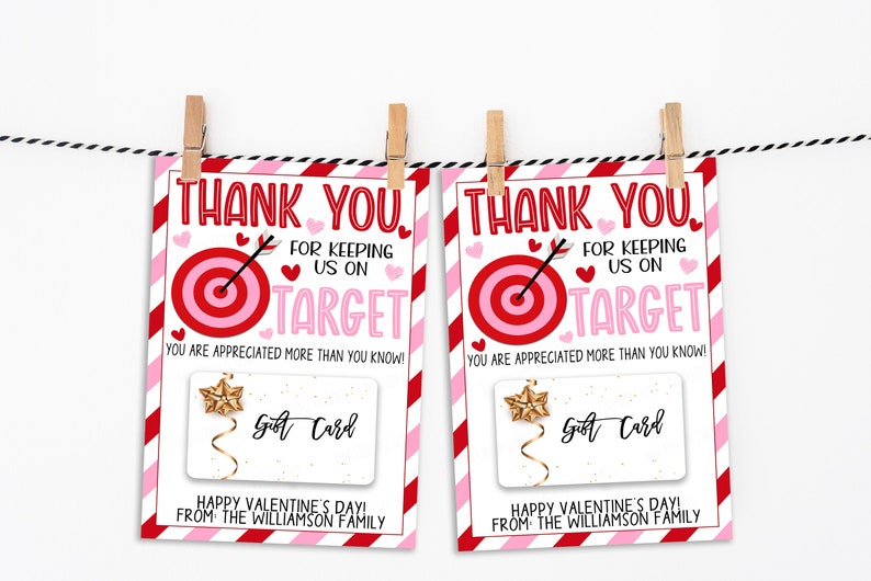 Valentine Thank You Gift Card Holder, Editable Thank You Target Gift ...