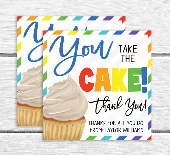 Cupcake Gift Tag, You Take The Cake, School Teacher Staff Employee ...