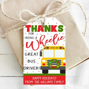 Christmas Bus Driver Appreciation Gift Tag, Editable Holiday Tag ...