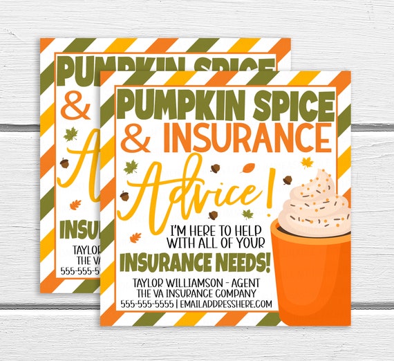 Fall Insurance Marketing Gift Tags Pumpkin Spice & Insurance - Etsy