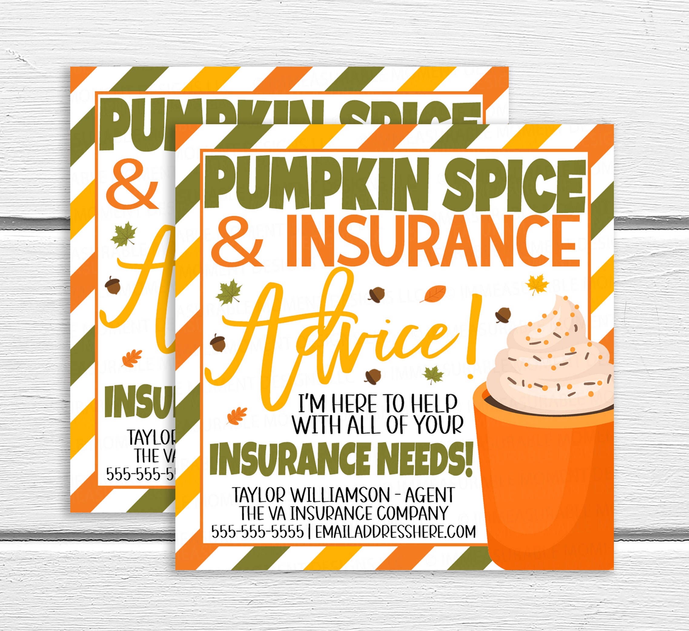 Fall Insurance Marketing Gift Tags Pumpkin Spice & Insurance - Etsy