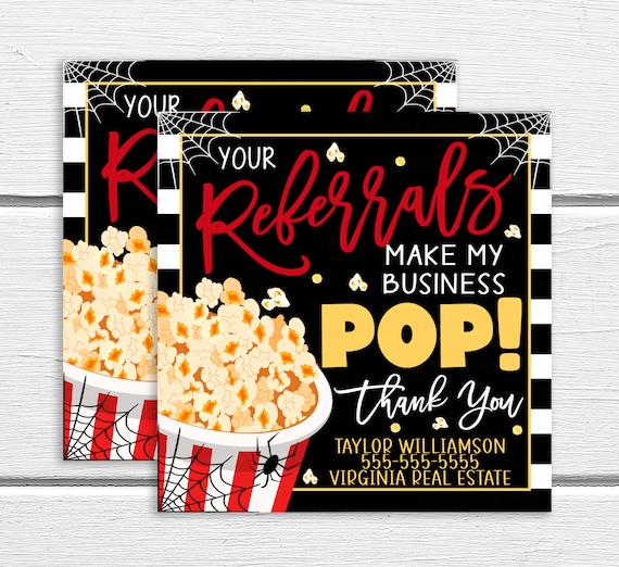 Halloween Referral Popcorn Gift Tags, Fall Referrals Make My Business ...