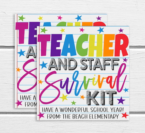 Teacher and Staff Survival Kit Gift Tag, Printable Back to School Gift ...