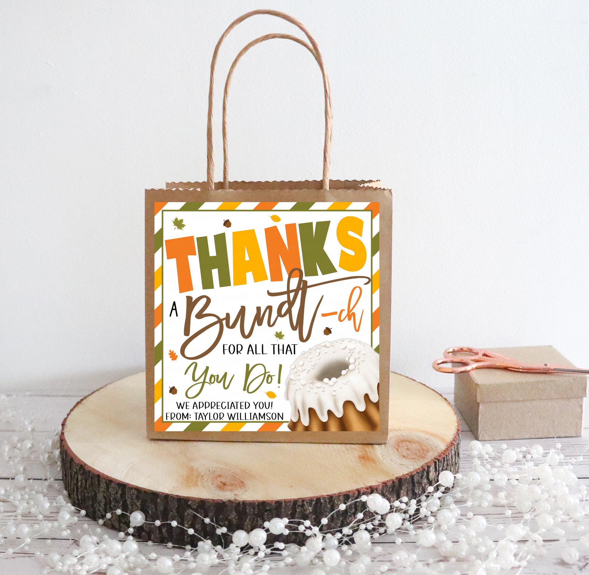 Fall Bundt Cake Gift Tag, Thanks A Bundt-ch for All You Do ...