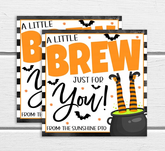 Halloween Caffeine Gift Tag, Brew For You, Witch Coffee Latte Frap ...