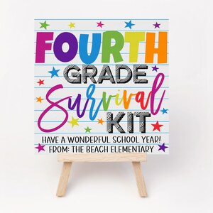 Fourth Grade Survival Kit Gift Tag, 4th Grade Printable Editable Label ...