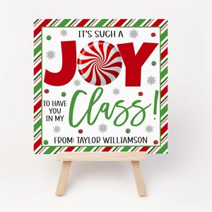 Christmas Classmate Gift Tags, Peppermint Candy Joy to Have You in My Class, Christmas Candy ...