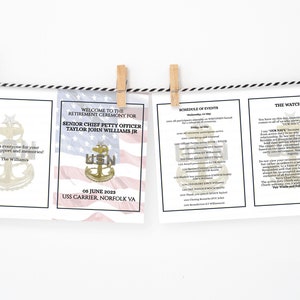US Navy Senior Chief Retirement Program, E8 Retirement Ceremony Booklet ...